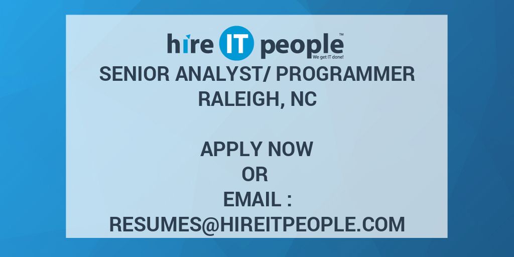 Senior Analyst/Programmer - Hire IT People - We get IT done