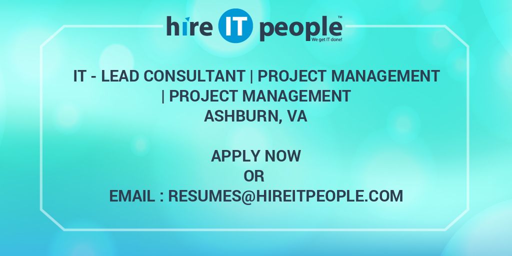 IT - Lead Consultant | Project Management | Project Management - Hire ...