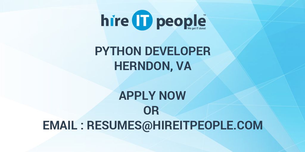 Python Developer - Hire IT People - We get IT done Python Developer - Hire IT People - We get IT done