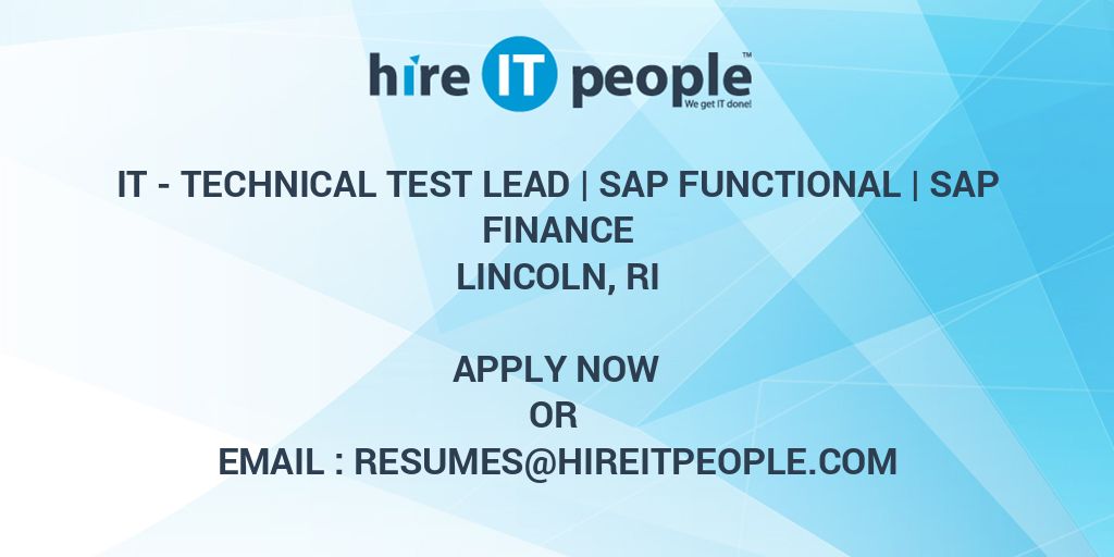 IT - Technical Test Lead | SAP Functional | SAP Finance - Hire IT ...