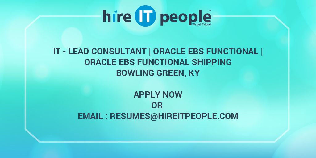 It Lead Consultant Oracle Ebs Functional Oracle Ebs Functional Shipping Hire It People