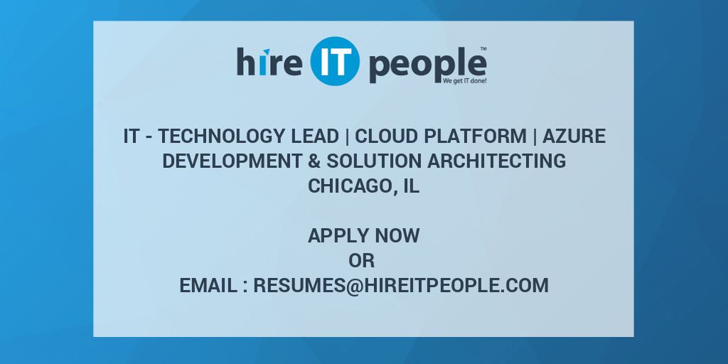 IT - Technology Lead | Cloud Platform | Azure Development & Solution ...