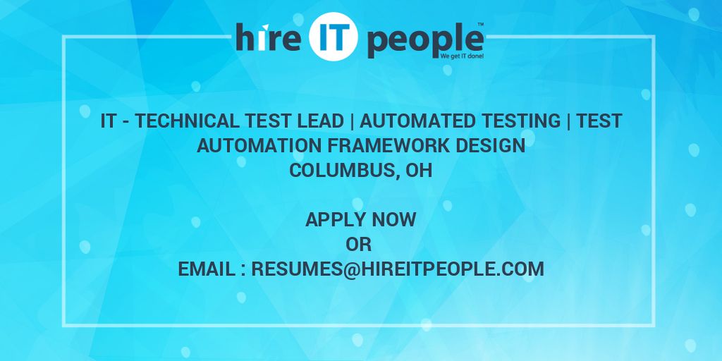It Technical Test Lead Automated Testing Test Automation