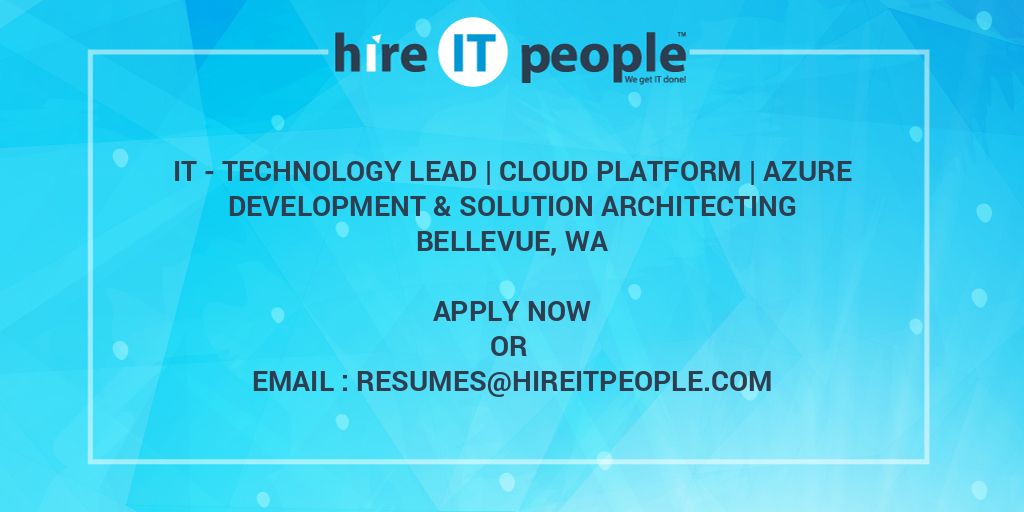 IT - Technology Lead | Cloud Platform | Azure Development & Solution ...