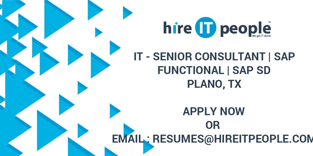IT - Senior Consultant | SAP Functional | SAP SD - Hire IT People - We ...