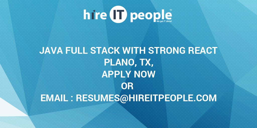 Java full stack with strong React - Hire IT People - We get IT done