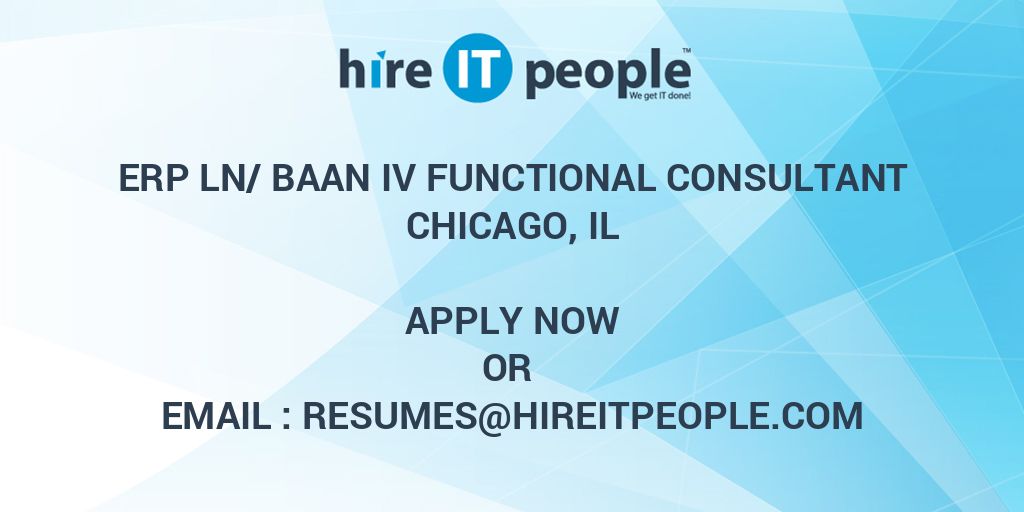 ERP LN/Baan IV Functional Consultant - Hire IT People - We get IT done