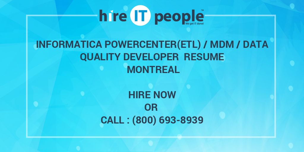 Informatica Powercenter(ETL) /MDM /Data Quality developer Resume ...