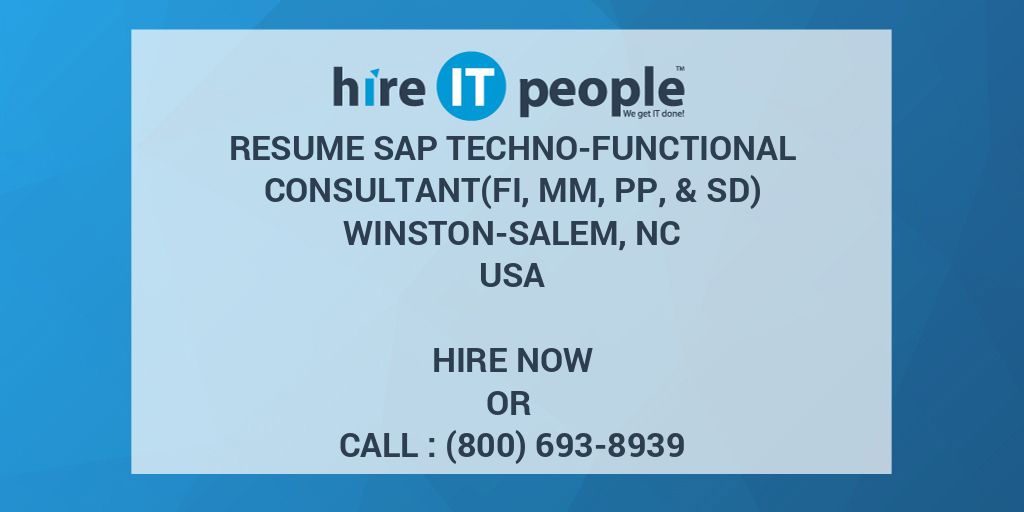 Resume SAP Techno-Functional Consultant(FI, MM, PP, & SD) Winston-Salem ...