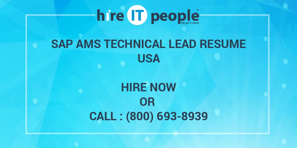 SAP AMS Technical lead Resume - Hire IT People - We get IT done