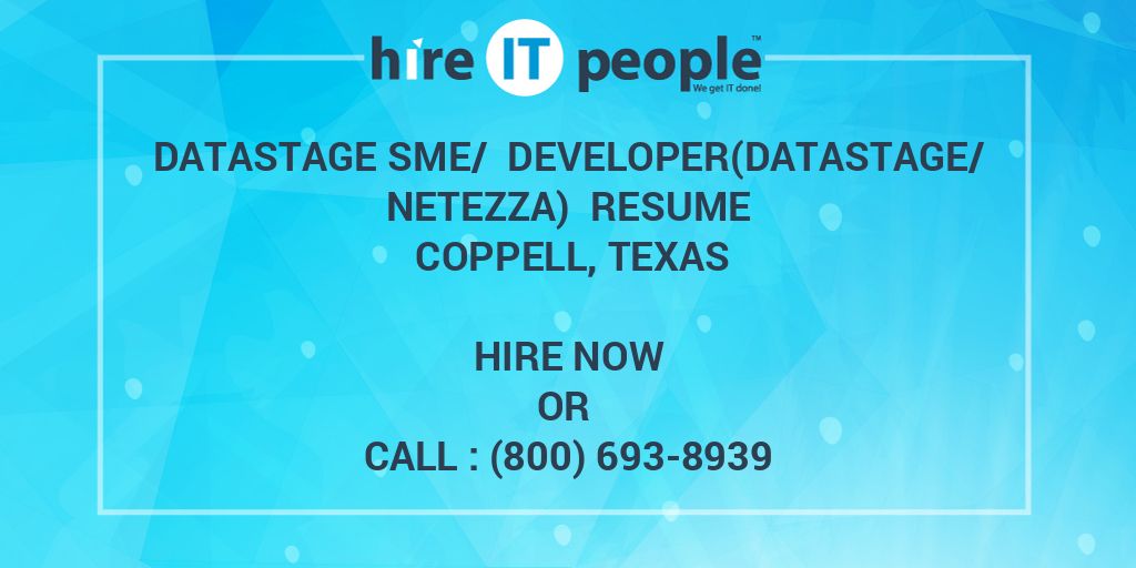DataStage SME/ Developer(DataStage/Netezza) Resume Coppell, Texas ...