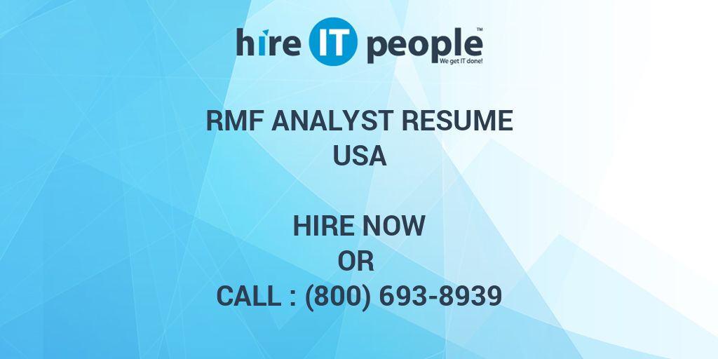 RMF Analyst Resume - Hire IT People - We get IT done