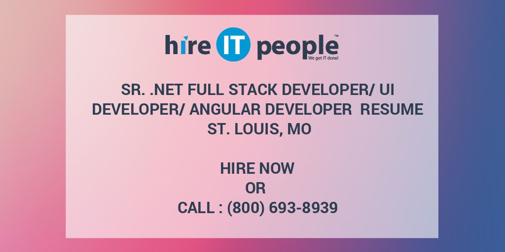 Sr. .NET Full Stack Developer/UI Developer/Angular Developer Resume St ...