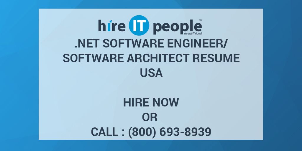 .NET Software Engineer/Software Architect Resume - Hire IT People - We ...