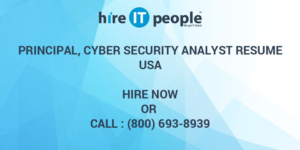 Principal, Cyber Security Analyst Resume - Hire IT People - We get IT done