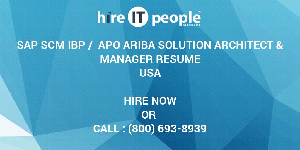 SAP SCM IBP / APO ARIBA Solution Architect & Manager Resume - Hire IT ...