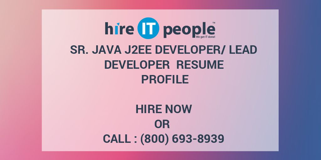 Sr. Java J2EE Developer/Lead Developer Resume profile - Hire IT People ...