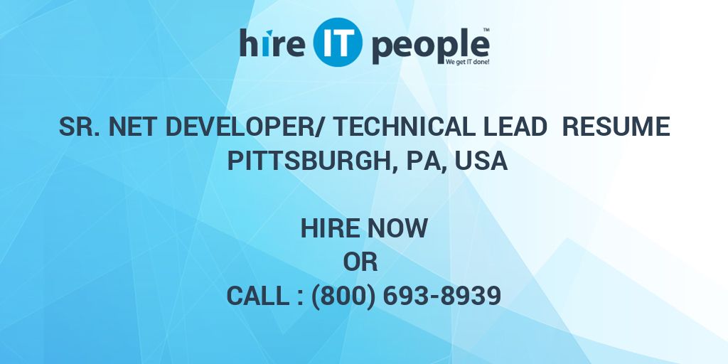 Sr. Net Developer/Technical Lead Resume Pittsburgh, PA, USA - Hire IT ...