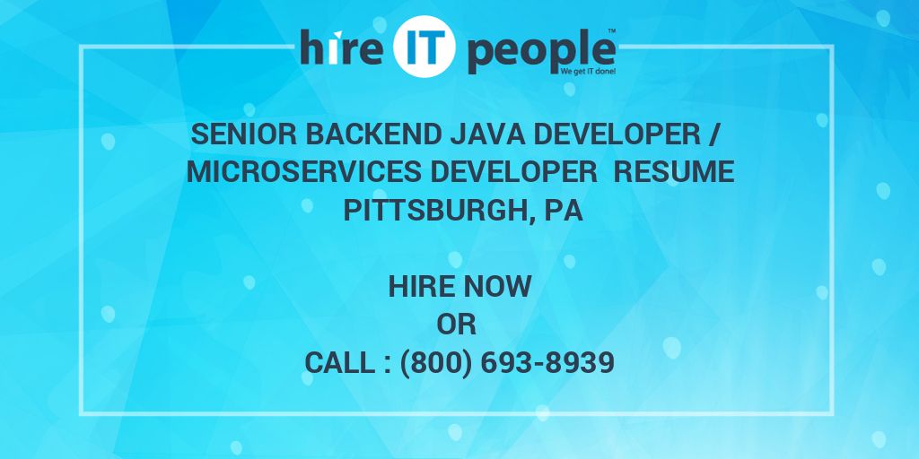 Senior Backend Java Developer Microservices Developer Resume