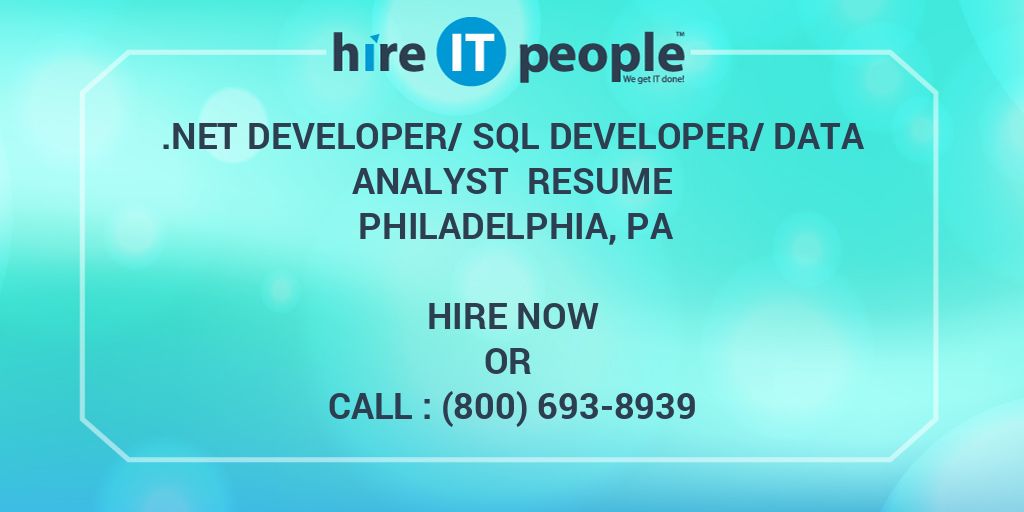 .NET Developer/SQL Developer/Data Analyst Resume Philadelphia, PA ...
