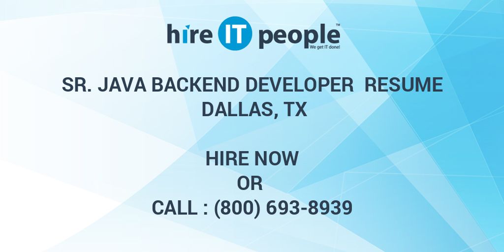 Sr. Java Backend Developer Resume Dallas, TX - Hire IT People - We get ...