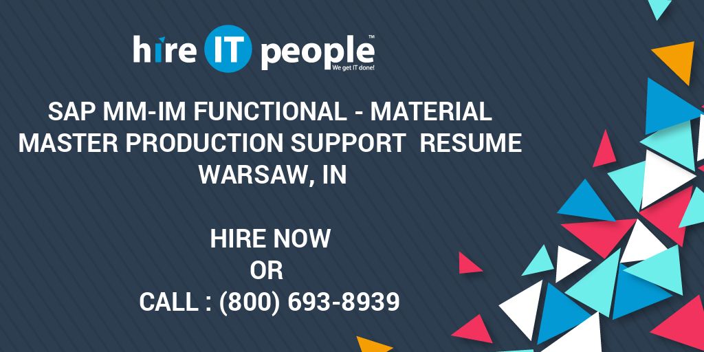 SAP MM-IM Functional - Material Master Production support Resume Warsaw ...