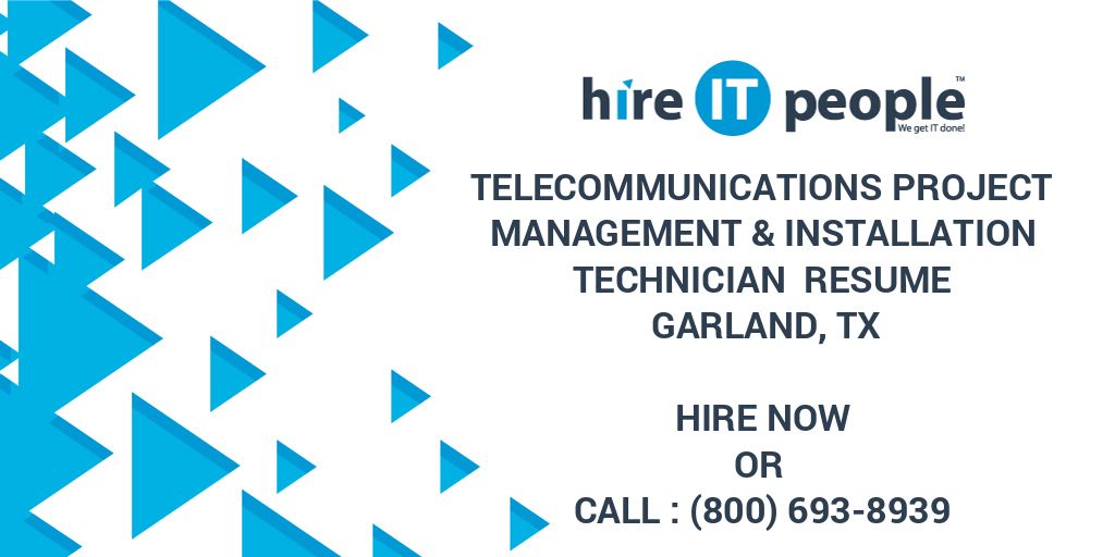 Telecommunications Project Management & Installation Technician Resume ...