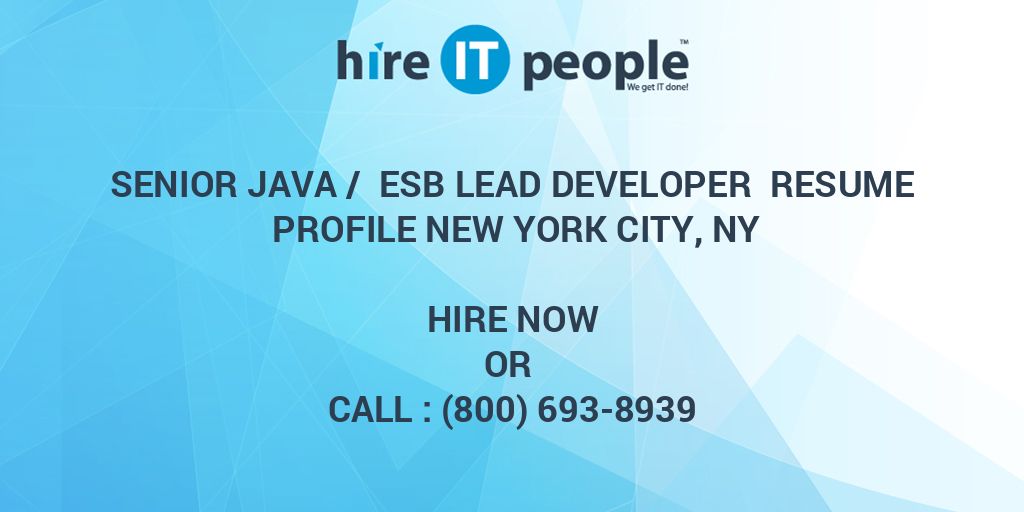 Senior Java / ESB Lead Developer Resume profile New York City, NY ...