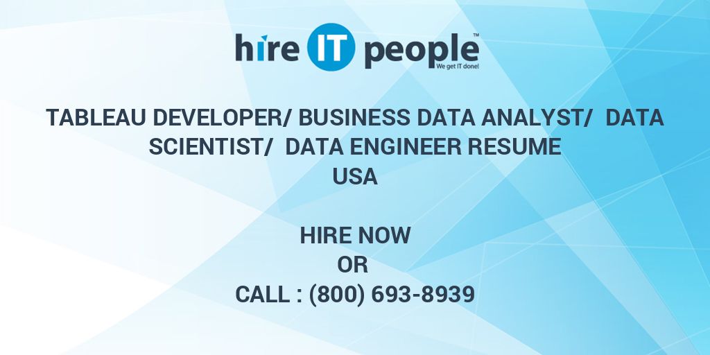 Tableau Developer/Business Data Analyst/ Data Scientist/ Data Engineer ...