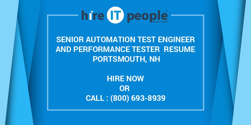 Senior Automation Test Engineer and Performance Tester Resume ...